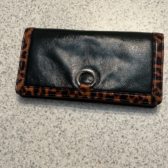 Brighton | Bags | Brighton Wallet Patent Leather Leopard Style Trim ...